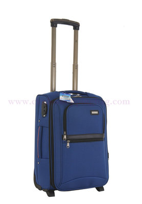 Dark blue trolley travel bag with two adjustable compression straps