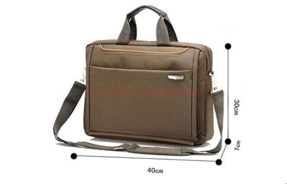 Durable black nylon laptop computer shoulder bag with large main compartment
