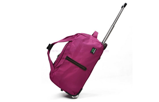 Purple oxford fabric cloth travel bags trolley travel set with plastic wheels