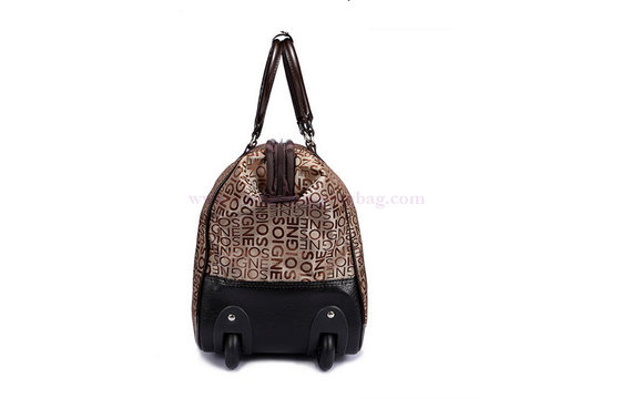 Brown dirty - resistance large internal capacity cloth travel bag with two small wheels