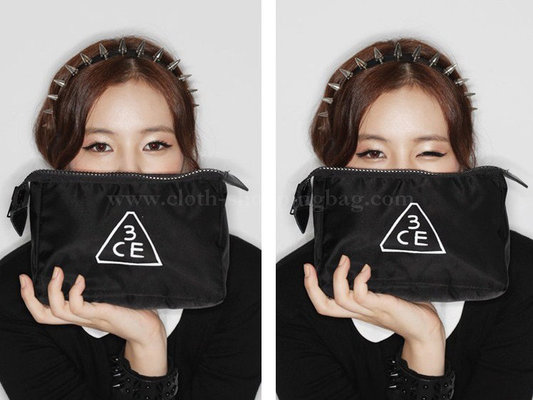 Black large cosmetic case for travel , personalized cosmetic bags
