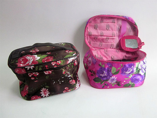 Large folding cosmetic bag with handle , travel makeup box
