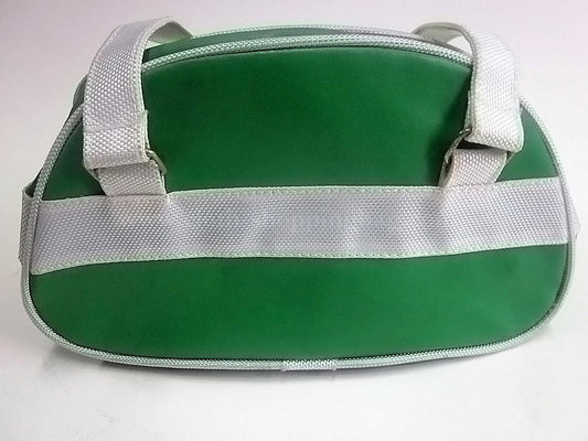 Promotional green travel cosmetic bag makeup organizer with handle