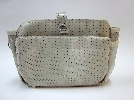 Delicate travel cosmetic handbag with a small mirror inside
