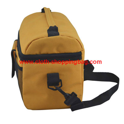 Durable polyester yellow built lunch bag , drink cooler bag