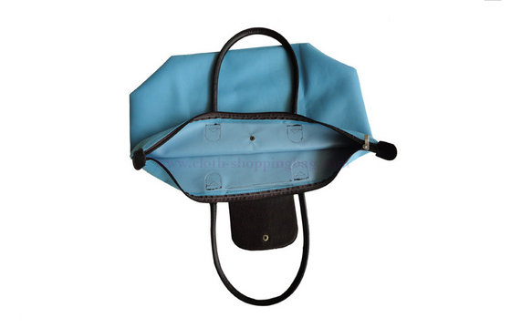 Customized blue / pink foldable cloth shoulder shopping bags with button closure