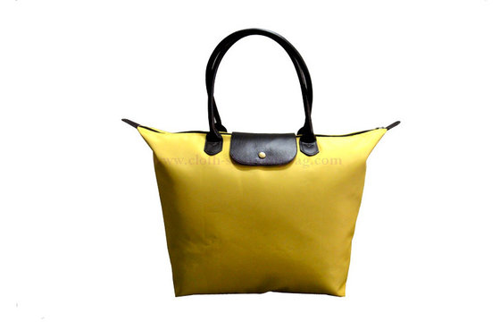 Environmental friendly 600D oxford foldable shopping bags yellow for advertising