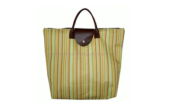 Vertical stripes foldable shopping tote bags for women with custom logo
