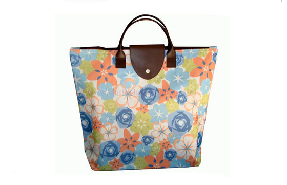 Flower pattern big size foldable shopping bags with buttun closure