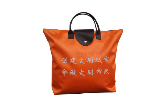 Red lightweight foldable shopping bags with Silk screen printing