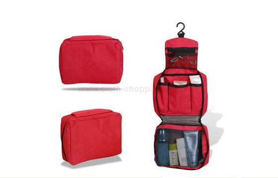 Built - in hook Red multi-functional travel storage bag with mesh pocket inside