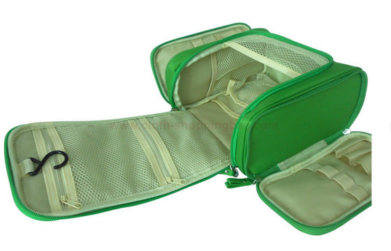 Waterproof polyester fabric travel storage  wash bag with a built - in hook