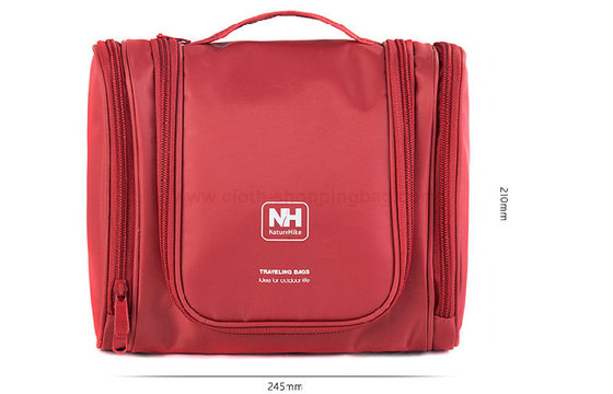 Promotional polyester fabric travel storage  makeup bag with two side pockets
