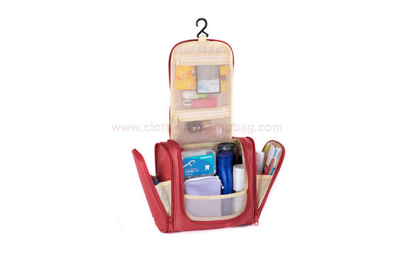 Promotional polyester fabric travel storage  makeup bag with two side pockets