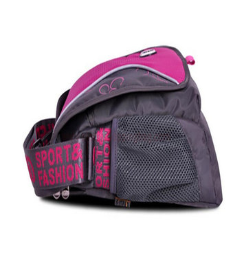Blue canvas nylon shoulder bag with mesh pocket for riding athlete 10*22*28cm