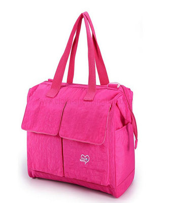 Lightweight durable Nylon shoulder bag white with side pocket outside
