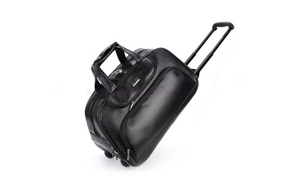 Durable waterproof PVC roller luggage wheeled bags with two pockets