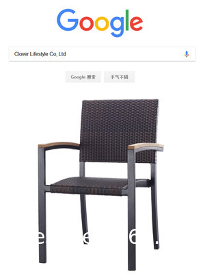 Wicker chair with aluminum frame and teak wood or poly wood arm BY CLOVER LIFESTYLE