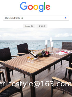 Wicker chair with aluminum frame and teak wood or poly wood arm BY CLOVER LIFESTYLE