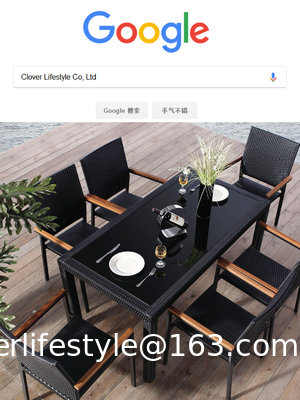 Wicker chair with aluminum frame and teak wood or poly wood arm BY CLOVER LIFESTYLE
