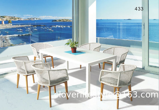 Wicker Chair with Aluminum frame and Teak Wood Legs By Clover Lifestyle