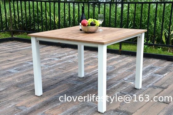 Powder Coating Aluminum Dining Table Teak wood  for Hotel, Garden and Beach by Clover Lifestyle China Outdoor Furniture