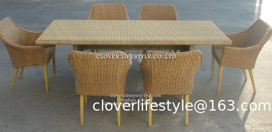 6 +1 wicker dining chair with aluminum frame  for Home. Hotel, Garden and Beach by Clover Lifestyle Outdoor Furniture