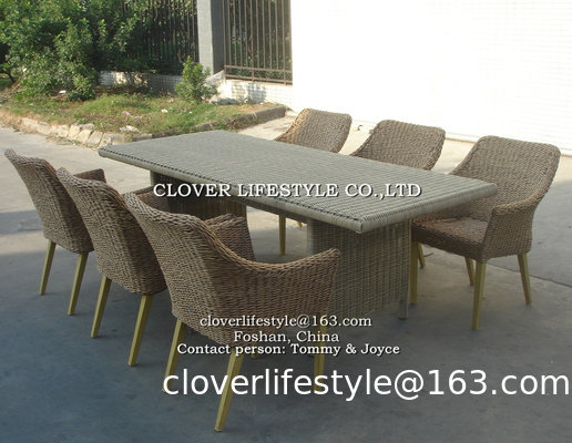 6 +1 wicker dining chair with aluminum frame  for Home. Hotel, Garden and Beach by Clover Lifestyle Outdoor Furniture