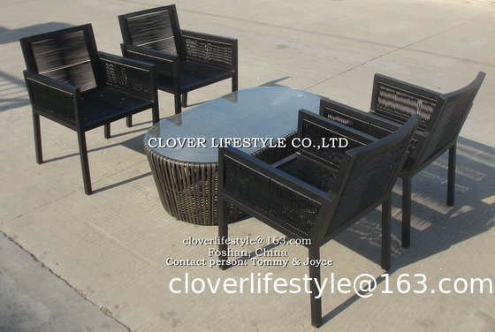 4 +1rope round coffee table  with aluminum frame for Home. Hotel, Garden and Beach by Clover Lifestyle Outdoor Furniture
