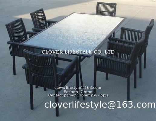6 +1 rope weaving dining set with aluminum frame for Home. Hotel, Garden and Beach by Clover Lifestyle Outdoor Furniture