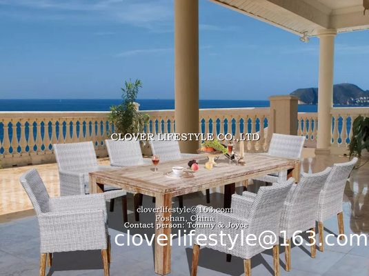 Teak + wicker dining set  for Home. Hotel, Garden and Beach by Clover Lifestyle Outdoor Furniture