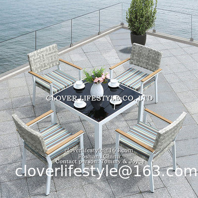 4+1 Teak + wicker dining set  for Home. Hotel, Garden and Beach by Clover Lifestyle Outdoor Furniture