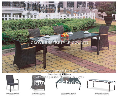 ANNE flat wicker with teak arm DINING SET for Hotel, Garden and Beach by Clover Lifestyle Outdoor Furniture China