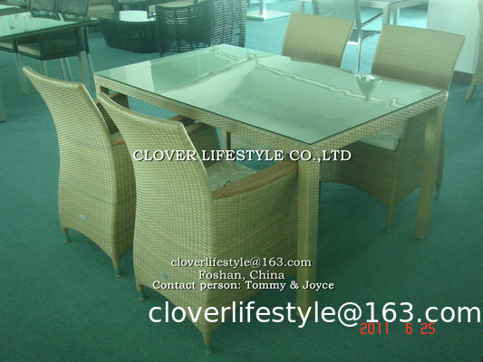 ANNE flat wicker with teak arm DINING SET for Hotel, Garden and Beach by Clover Lifestyle Outdoor Furniture China