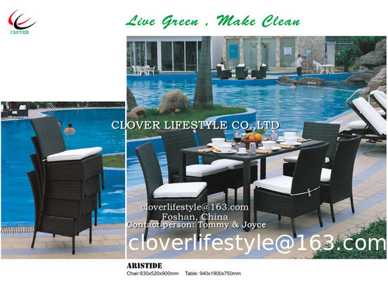 ARISTIDE flat wicker / Textilene DINING SET for Hotel, Garden and Beach by Clover Lifestyle Outdoor Furniture China