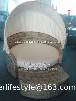 CK0336L Flat wicker ROUND SUN BED for Hotel, Garden and Beach by Clover Lifestyle Outdoor Furniture China