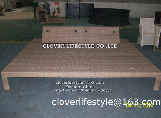 CK0371L Flat wicker double SUN BED for Hotel, Garden and Beach by Clover Lifestyle Outdoor Furniture China