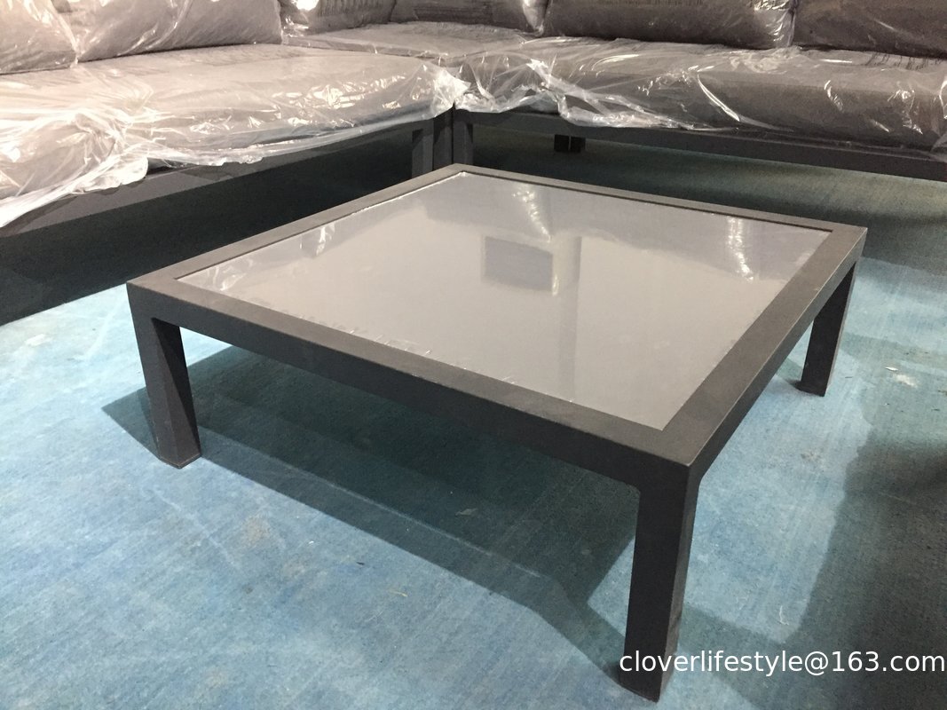 All aluminum Coffee Table with Smoke Glass for Hotel, Garden and Beach by Clover Lifestyle China Outdoor Furniture