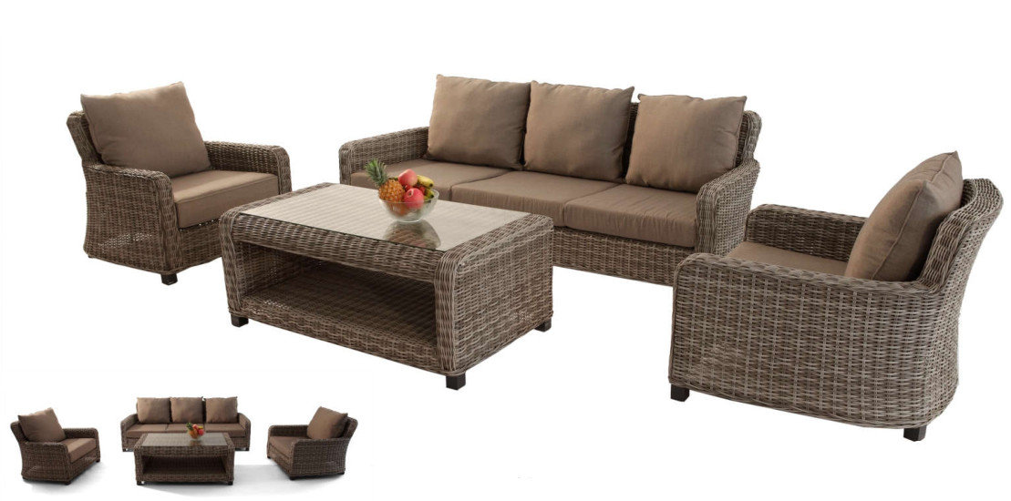 Round rattan sofa set with powder coating for Hotel, Garden and Beach by Clover Lifestyle China Outdoor Furniture