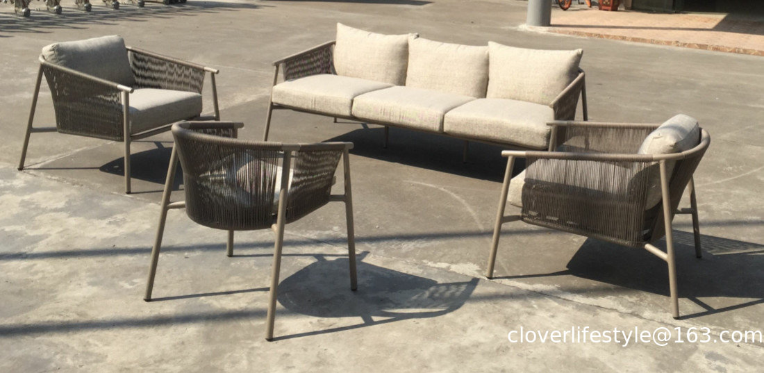 Outdooor Rope Furniture sofa set with powder coating for Hotel, Garden and Beach by Clover Lifestyle China