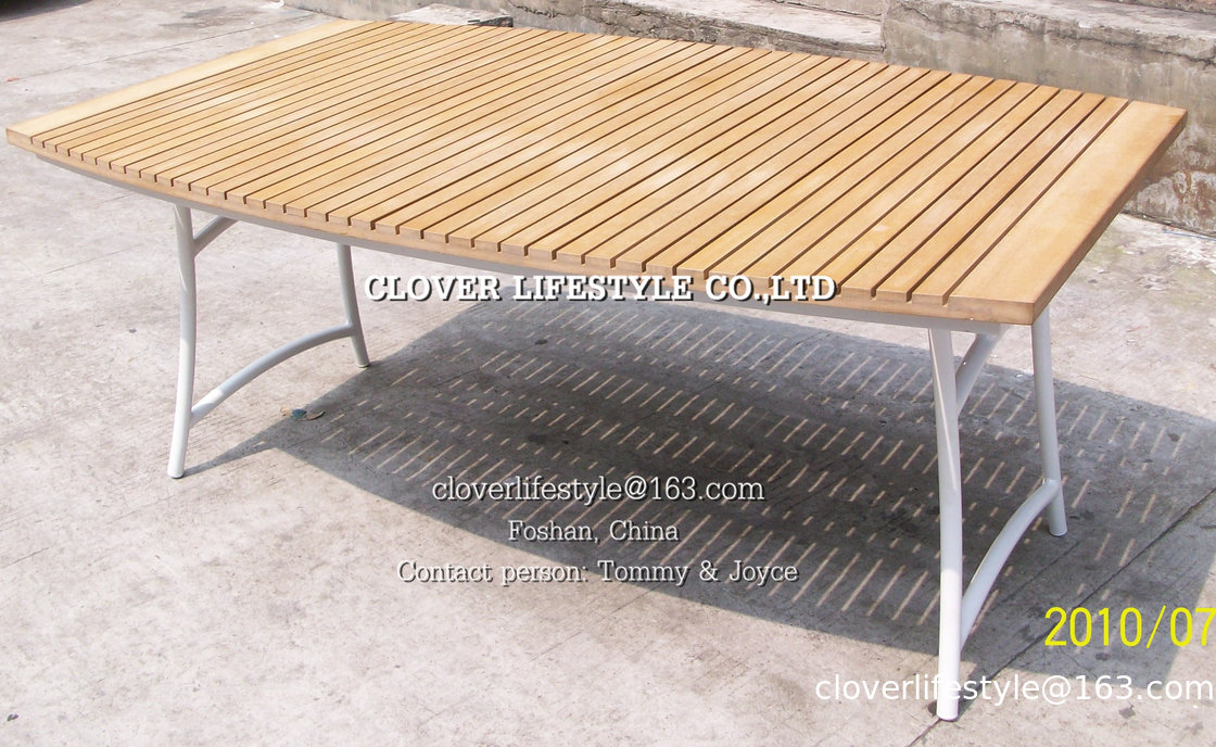 Teak wood table with aluminum frame  for Home. Hotel, Garden and Beach by Clover Lifestyle Outdoor Furniture