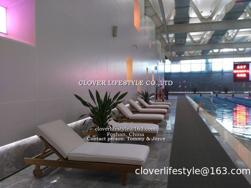 Teak Sun bed flexible ottoman with table for Hotel, Garden and Beach by Clover Lifestyle Outdoor Furniture China