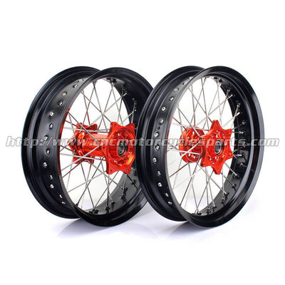17 Inch Custom Anodized Motorcycle Wheels , Black Spoked Motorcycle Wheels