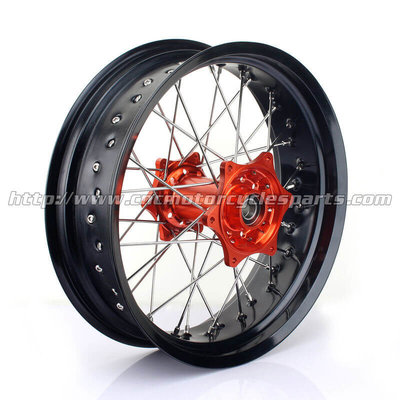 17 Inch Custom Anodized Motorcycle Wheels , Black Spoked Motorcycle Wheels