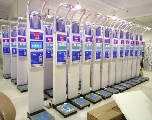 Measurement instrument body height and weight fat scale with coin and coin height and weight machine