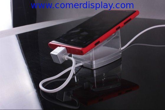 COMER Hot sale eas system ABS material 6 ports security smart phone safer shelf with charging cable