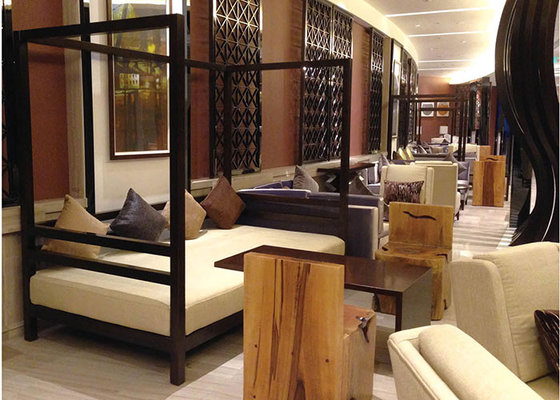 OEM Comfortable Hotel Lobby 2 Seater Sofas Fabric Set For Public Leisure Area