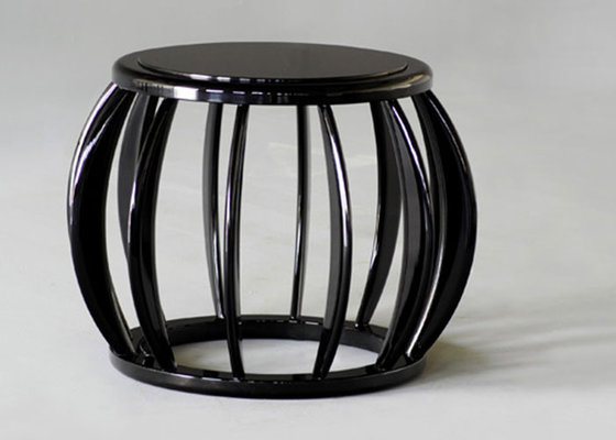 Black Round Modern Wood Coffee Tables , Oak Solid Wood Coffee Table
