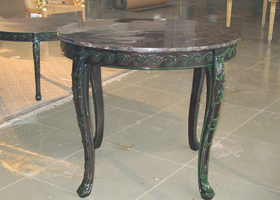 Gold Leaf Finish Modern Wood Coffee Table , Luxury Round Wood End Table