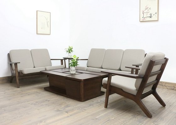 European Luxury Living Room Furniture Fabric Solid  Wood Sofa Set with Soft Cushion